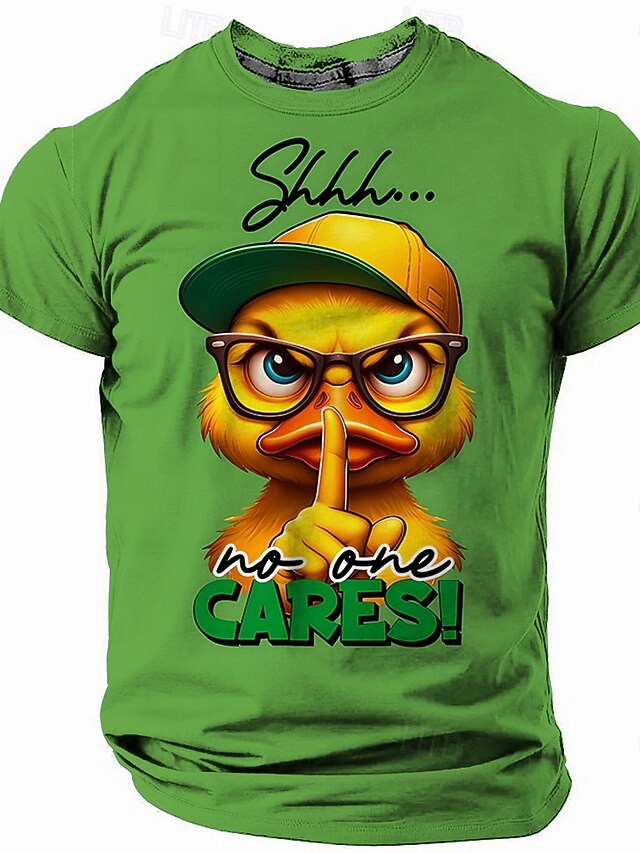 Men's Funny Short Sleeve Graphic T-Shirt with Duck "Shhh... No One ...