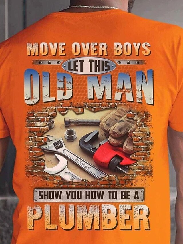 Men's Funny Slang Plumber T Shirt Short Sleeve T shirt 3D Print Crew ...