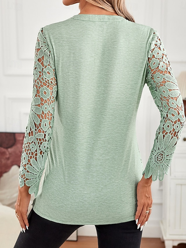 Women's Tunic Elegant Long Sleeve Square Neck Regular Tops Vacation ...