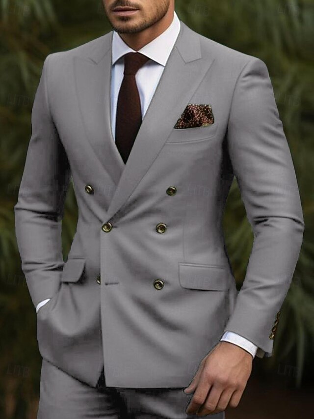 Men's Wedding Suits Burgundy Dark Green Business WorkWear Solid Colored Tailored Fit 2 Piece ...