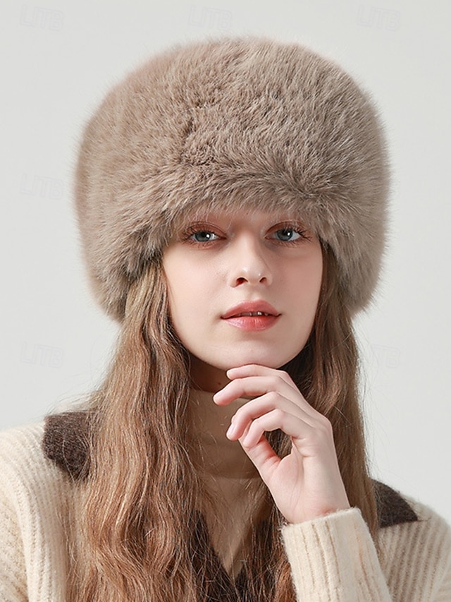 Women's Faux Fur Winter Hat – Elegant Russian-Style Fluffy Cap for Cold ...
