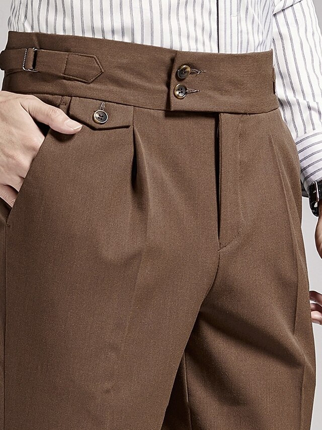 Men's Graduation Dress Pants Trousers Chinos Buttons Pocket Solid Color ...