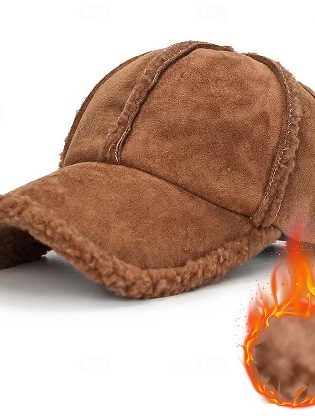 Men's Baseball Cap Winter Hats Winter Warm Cap Black Yellow Cotton ...