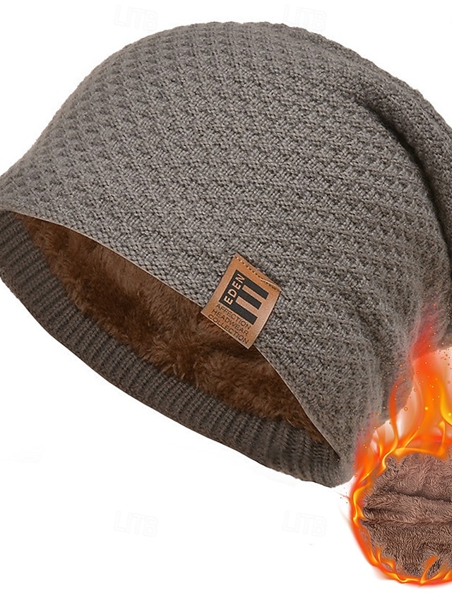 Men's Unisex Beanie Hat Winter Hats Beanies Skull Cap Knit Hat Black ...