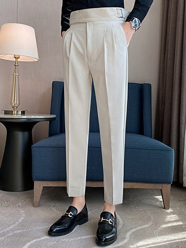 Men's Graduation Dress Pants Trousers Chinos Pocket Solid Color Comfort ...