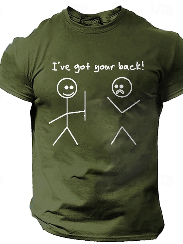 Men's Funny Pun Graphic T-Shirt - 'I've Got Your Back!' Stick Figure ...