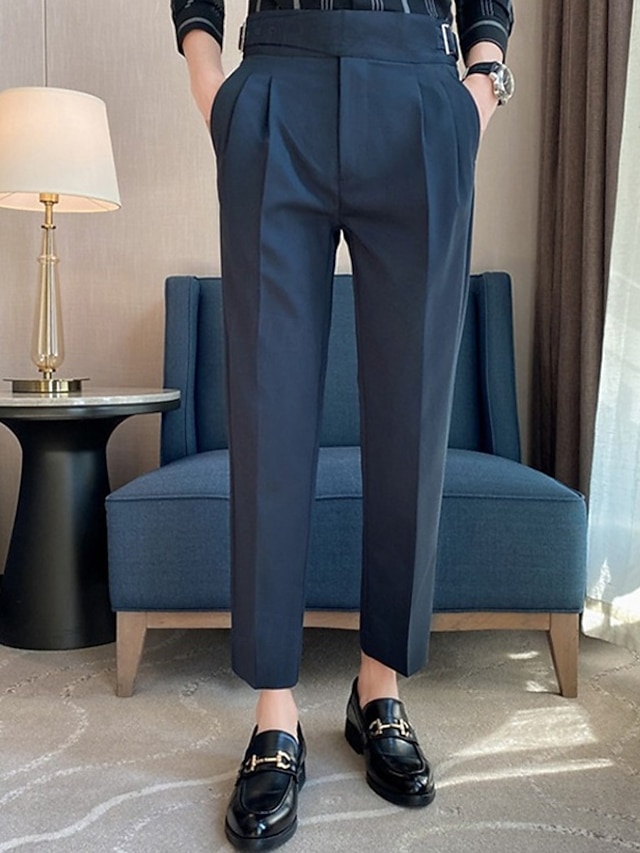 Men's Graduation Dress Pants Trousers Chinos Pocket Solid Color Comfort ...