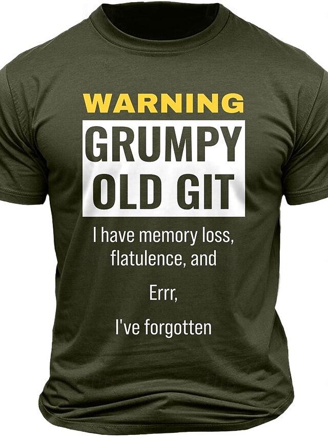 Men's Grumpy Old Git Warning T-Shirt - Funny Memory Loss & Flatulence Humor Gift 2025 - $15.99