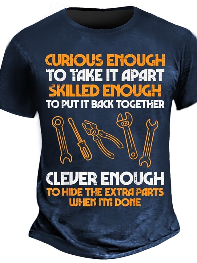 Men's T-Shirt Funny Mechanic Graphic - 'Curious Enough, Skilled Enough ...