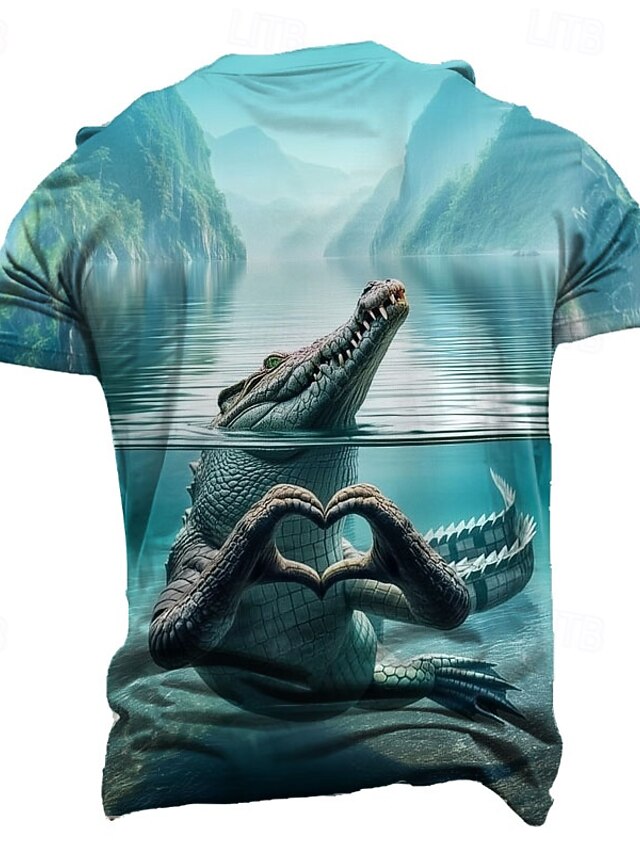 Men's Crocodile Funny T Shirt Short Sleeve T shirt 3D Print Crew Neck ...