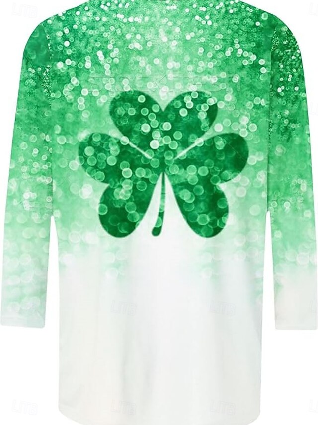 St. Patrick's Day Women's Lucky T shirt Crew Neck Long Sleeve Tunic ...