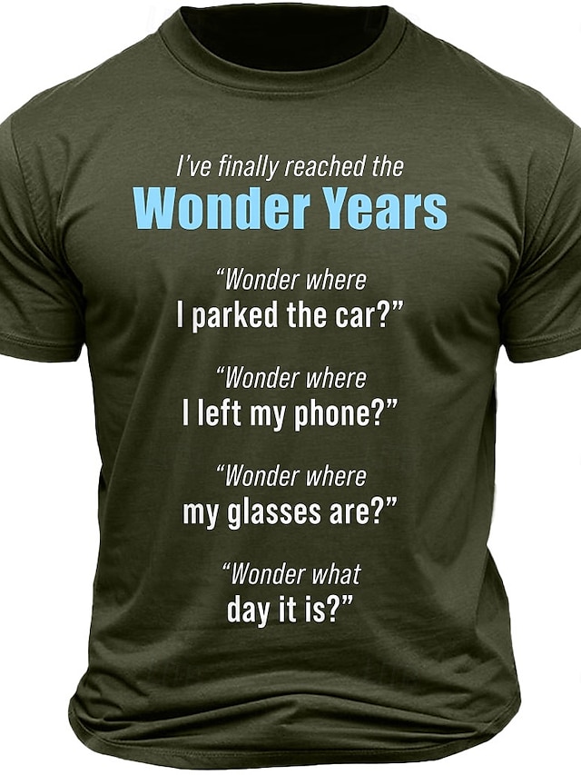 Men's Funny Graphic T-Shirt: 'Wonder Years' Aging & Forgetfulness Humor ...