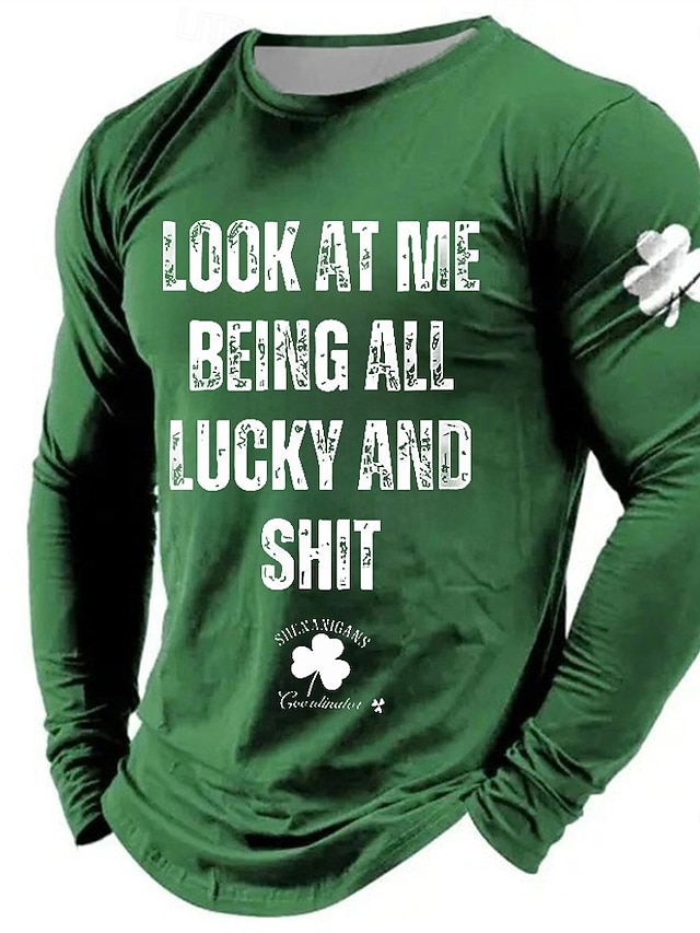 San Patricio Hombre Trébol Irlandés afortunado Camiseta Manga Larga ...