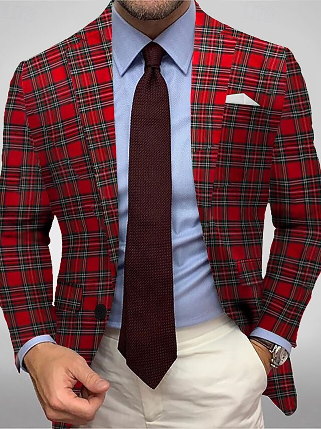 Veste blazer à carreaux de mode pour hommes à carreaux rouges coupe ...