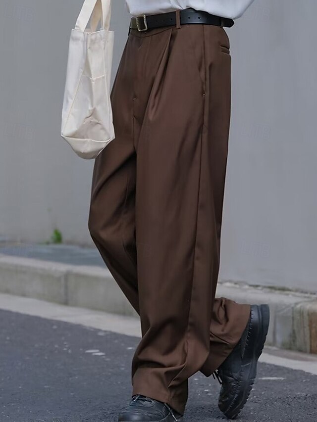 Men's Graduation Dress Pants Trousers Chinos Buttons Pocket Plaid ...