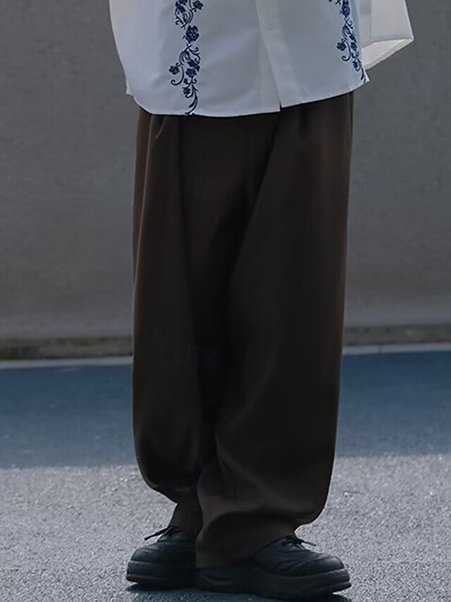 Men's Graduation Dress Pants Trousers Chinos Buttons Pocket Plaid ...