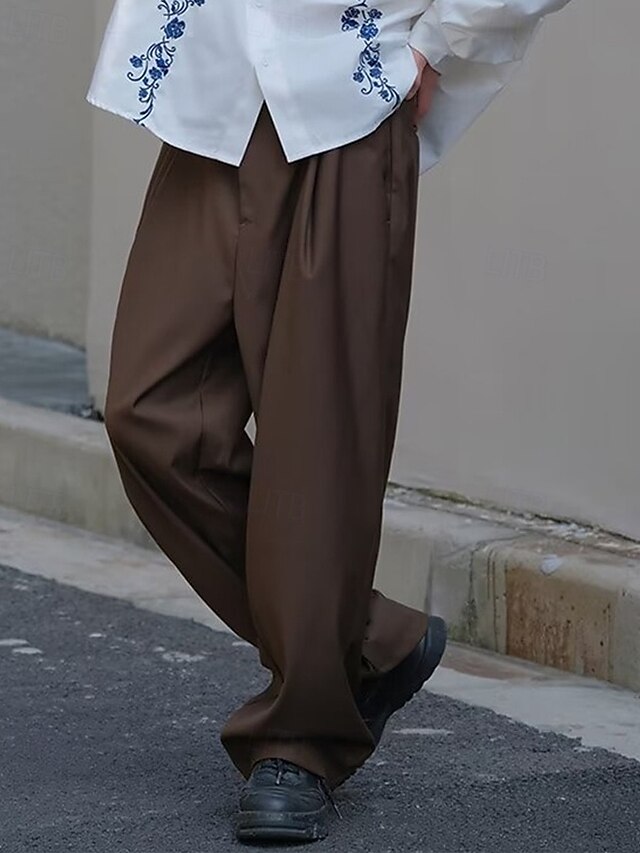 Men's Graduation Dress Pants Trousers Chinos Buttons Pocket Plaid ...