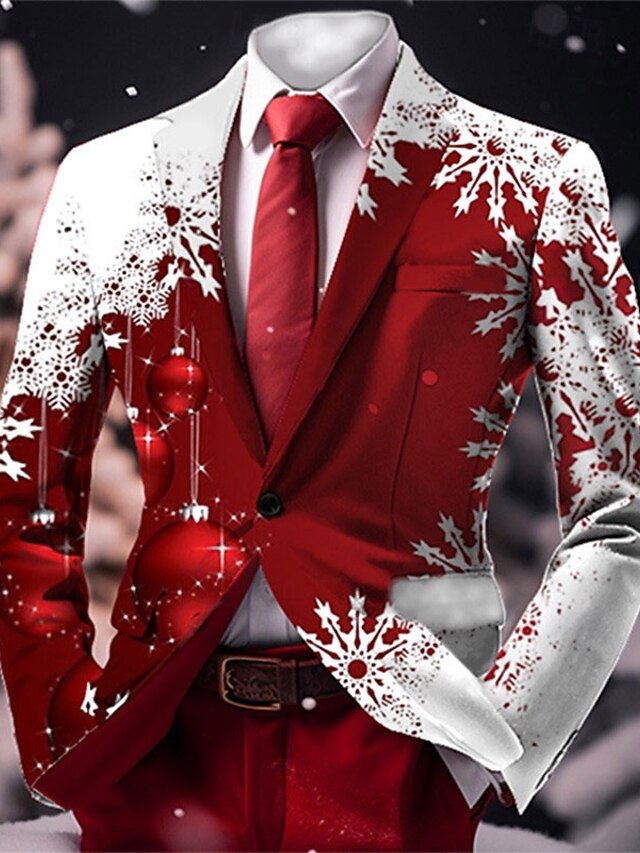 Men's Snowflake Long Sleeve Turndown Business Work Wear to work Going ...