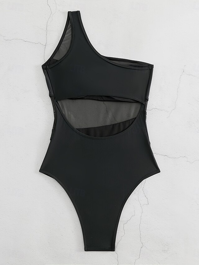 Women's One Piece Swimsuit Sexy Cutout One Shoulder Monokini Tummy ...