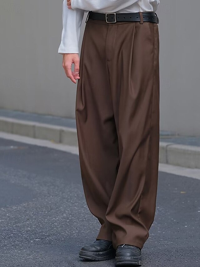Men's Graduation Dress Pants Trousers Chinos Buttons Pocket Plaid ...