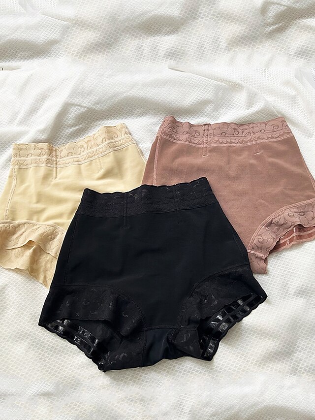 Women's Shapewear Shaping Panty MeshNightwearNylon Solid Colored Black ...