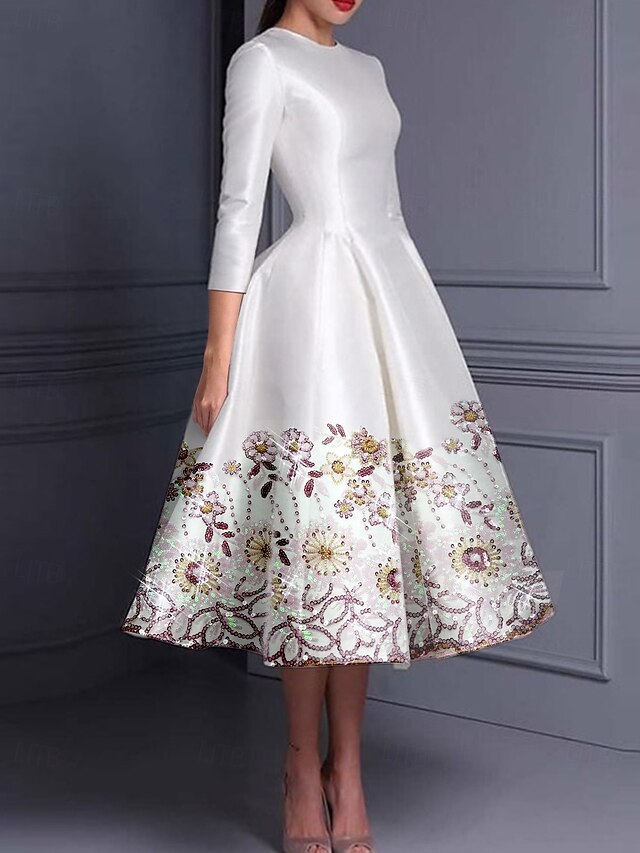 robes de cocktail trapèze roses à fleurs robe élégante robe formelle ...