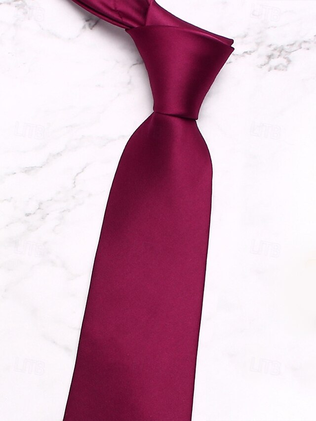 Men's Solid Color Satin Necktie – Classic Formal Tie for Business ...