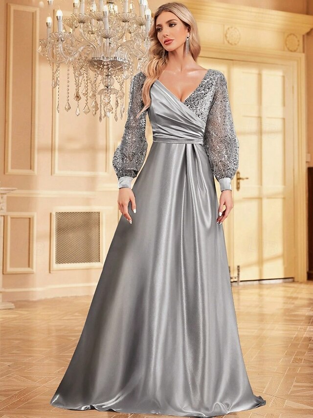 A-Line Evening Gown Elegant Dress Wedding Guest Evening Party Floor ...