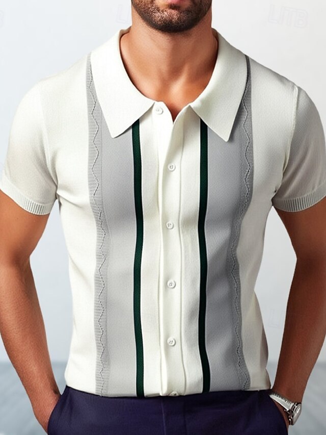 Men's Button Up Polos Golf Shirt Casual Sports Lapel Short Sleeve ...