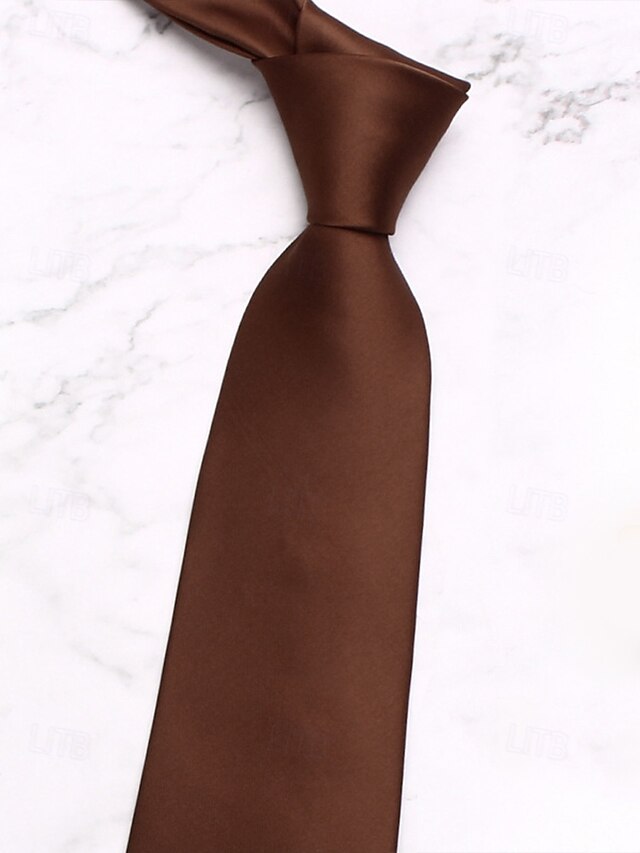 Men's Solid Color Satin Necktie – Classic Formal Tie for Business ...