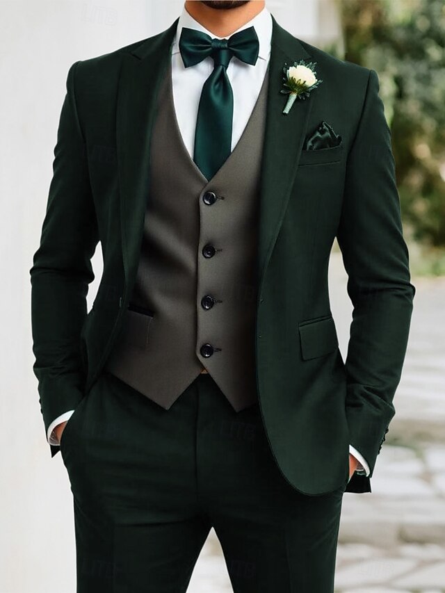 costumes de mariage pour hommes vert foncé smokings cravate noire ...