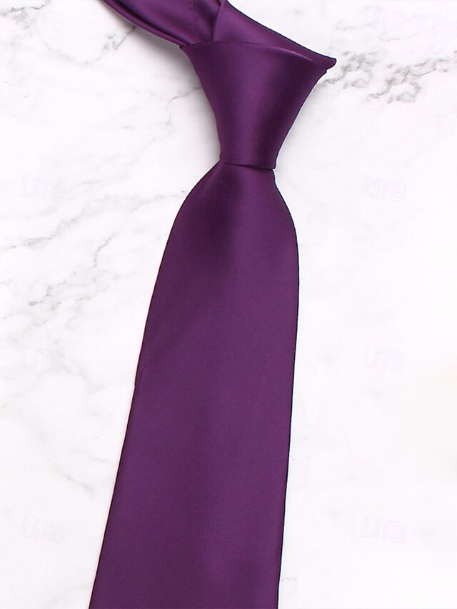 Men's Solid Color Satin Necktie – Classic Formal Tie for Business ...