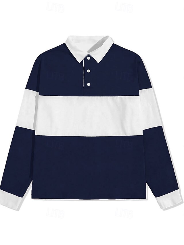Men's Stripes Rugby Polo Long Sleeve Polo Shirts Collared Shirts Casual ... Men's Stripes Rugby Polo Long Sleeve Polo Shirts Collared Shirts Casual ...