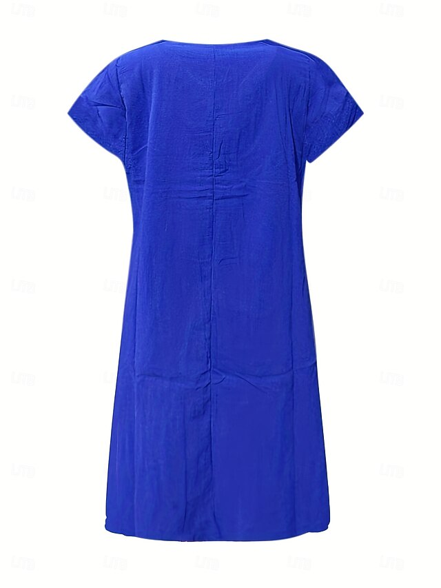 Women's Normal Mini Dress Faux Cotton Linen Shift Dress Cotton Linen ...