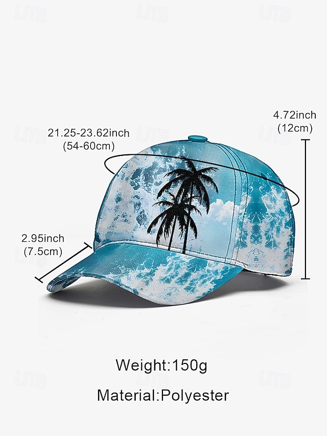 Tropical Palm Tree Baseball Cap – Summer-Inspired Design, Adjustable ...