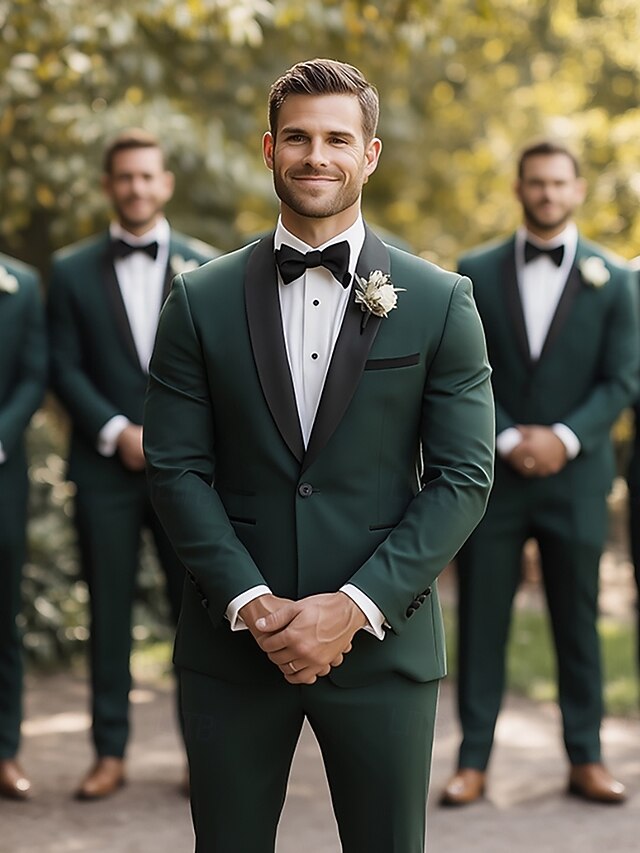 Costumes de mariage pour hommes Tuxedos Costumes de témoins Vert foncé ...