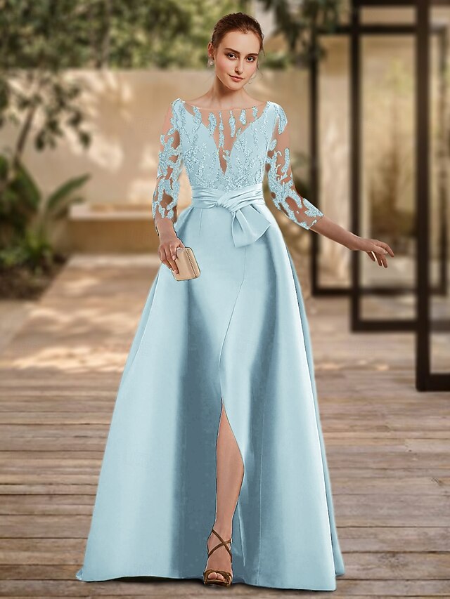 A-Line Floor Length Beaded Eembroidered Formal Dresses Mother of the ...
