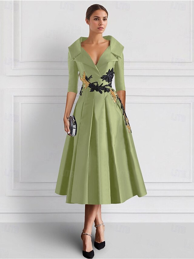 A-Line Ankle Length Cocktail Dresses Elegant High Split 3/4 Length ...
