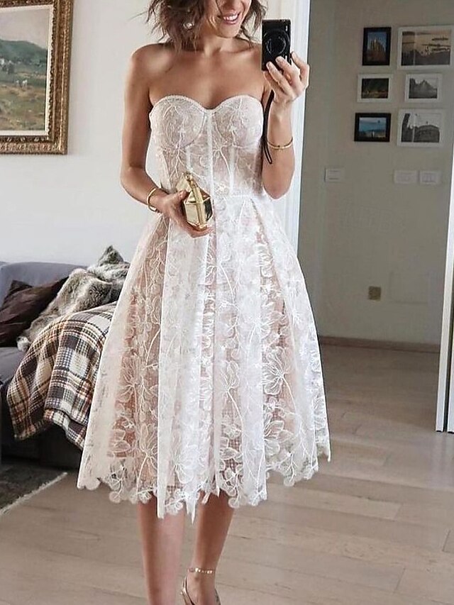 Robe de Cocktail A-Line Corset Robe de Fête Mariage Invité de Mariage ...