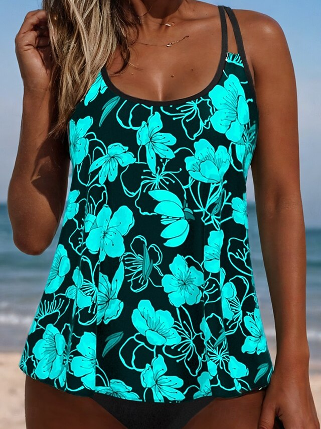 Women's Tankini 2 Piece Swimsuit Boho Cheeky Backless Tummy Control ...