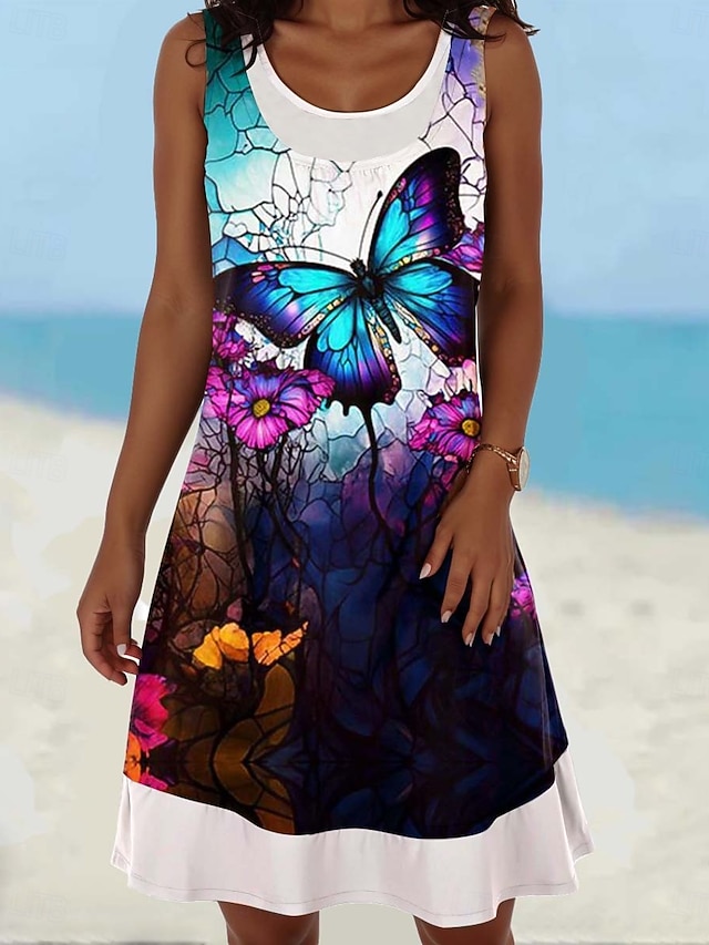 Femme Mini robe Robe casual Robe Débardeur Robe d’été Bohême Vacances ...