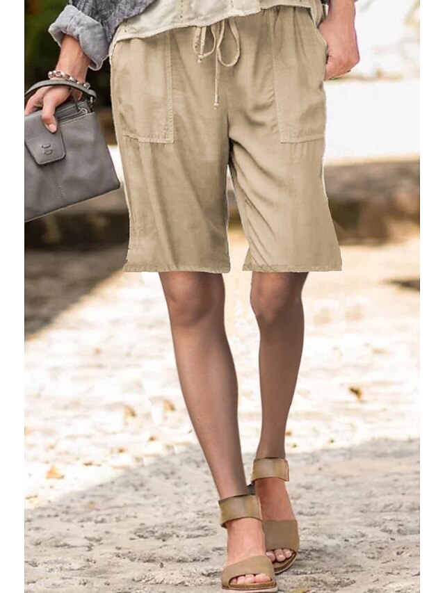 Women's Cotton Linen Shorts Cotton Blend Shorts Slacks Streetwear ...
