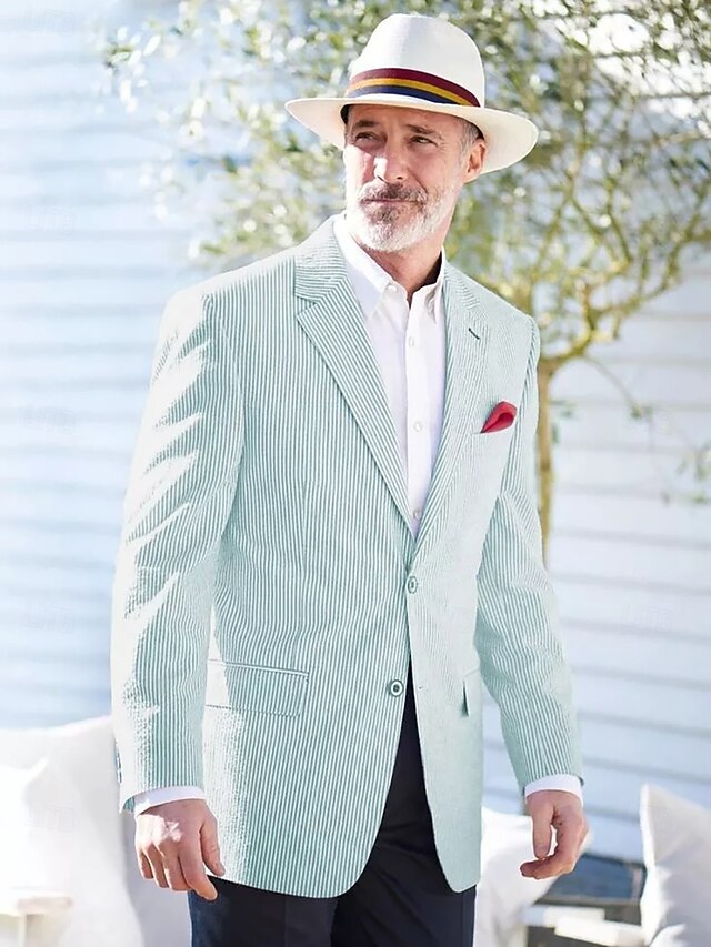Men's Sport Coat Seersucker Blazer Jacket Fashion Summer Kentucky Derby ...