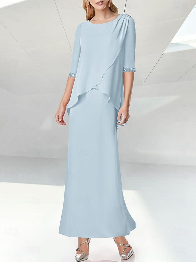 Nuntă pe plajă Rochie tip sheath Mama Mirii Rochie elegantă gât cu ...