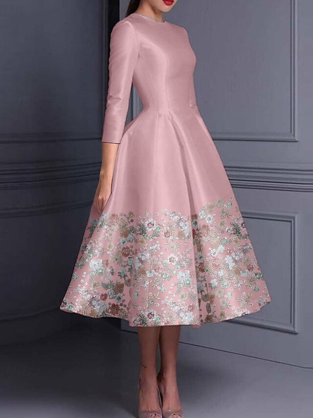 A-Line Tea Length Beaded Eembroidered Formal Dresses Mother of the ...