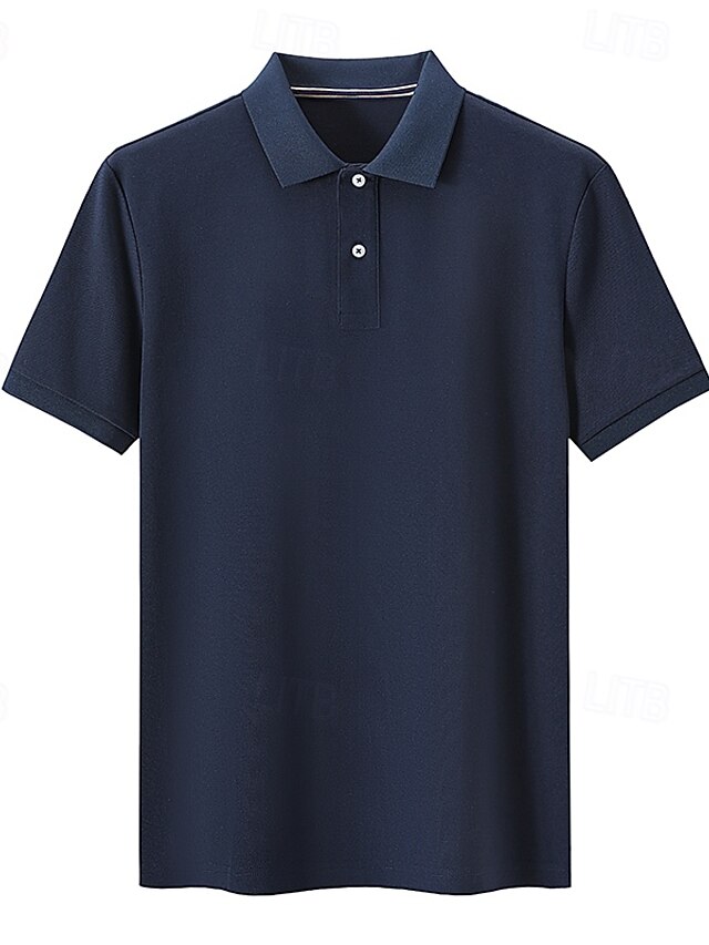 Men's Polo Knit Polo Sweater Business Casual Lapel Short Sleeve Formal ...