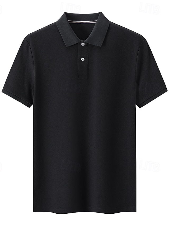 Men's Polo Knit Polo Sweater Business Casual Lapel Short Sleeve Formal ...