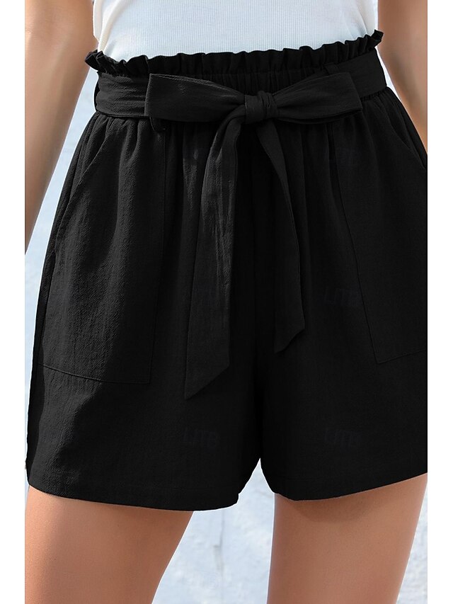 Women's Faux Cotton Linen Shorts Slacks Streetwear Casual Short Natural ...