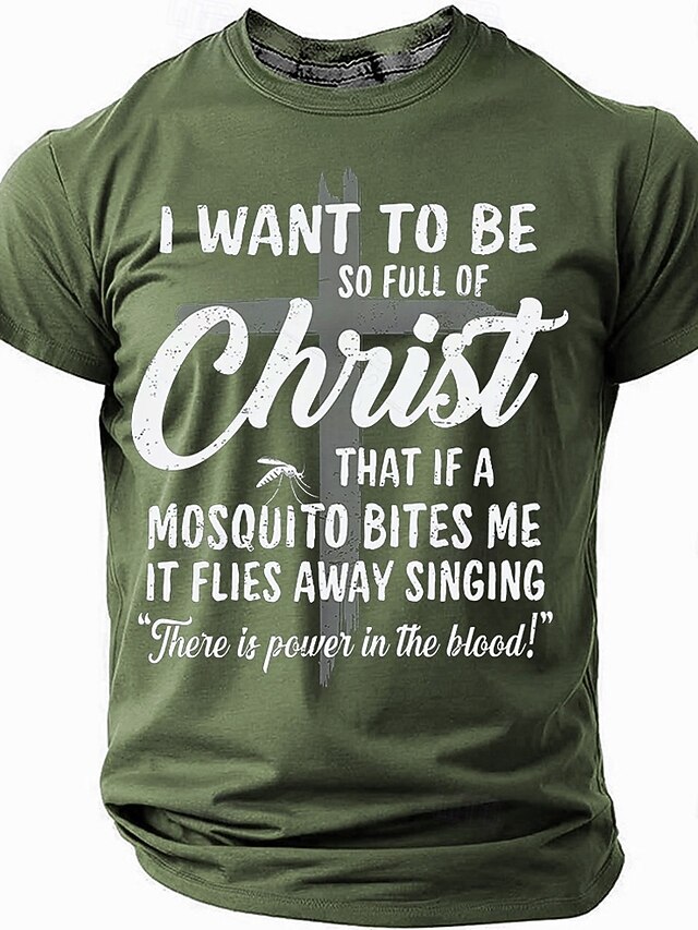 Men's Bible Jesus Christian T Shirt Short Sleeve T shirt 3D Print Crew ...