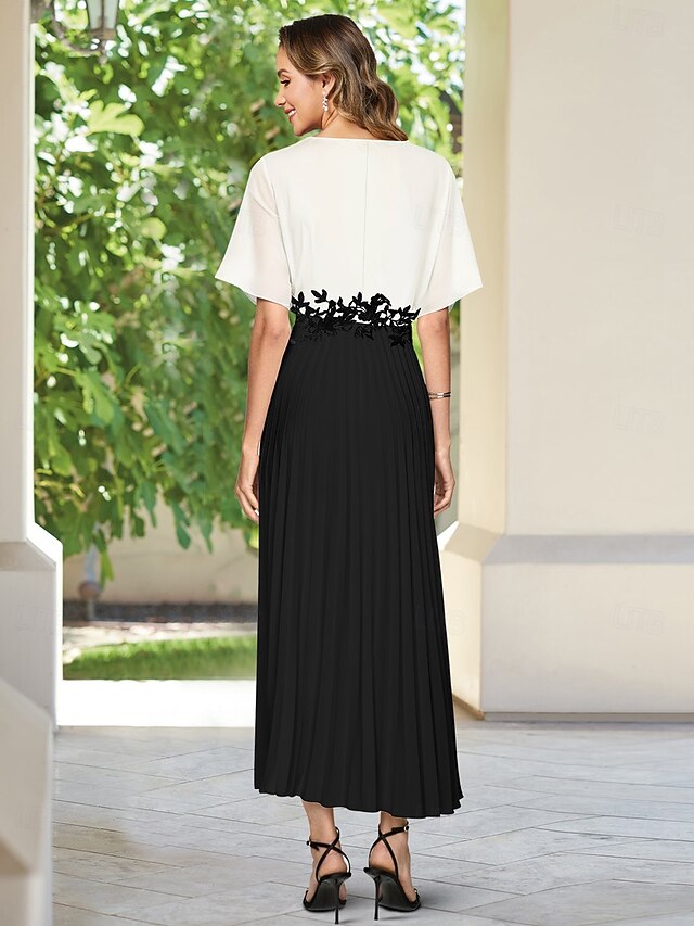 Robe A-Line mère de la mariée élégante vintage simple décolleté en V ...